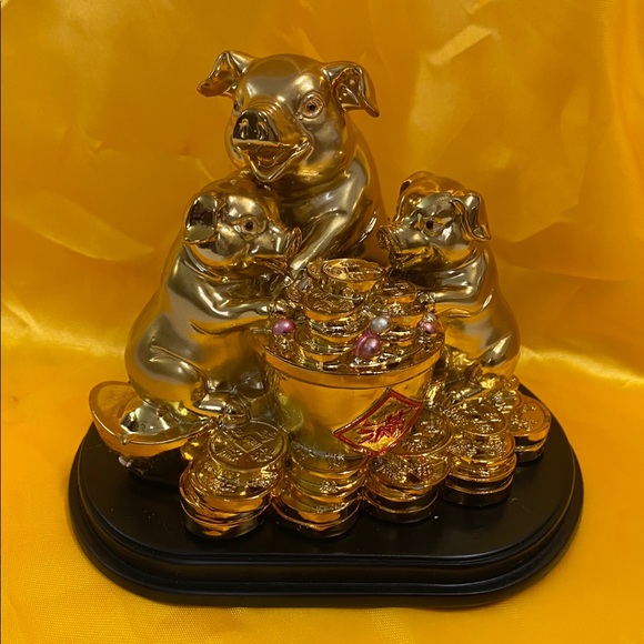 Art | Feng Shui Family Three Money Pigs With Treasure Pot Wealthy ...